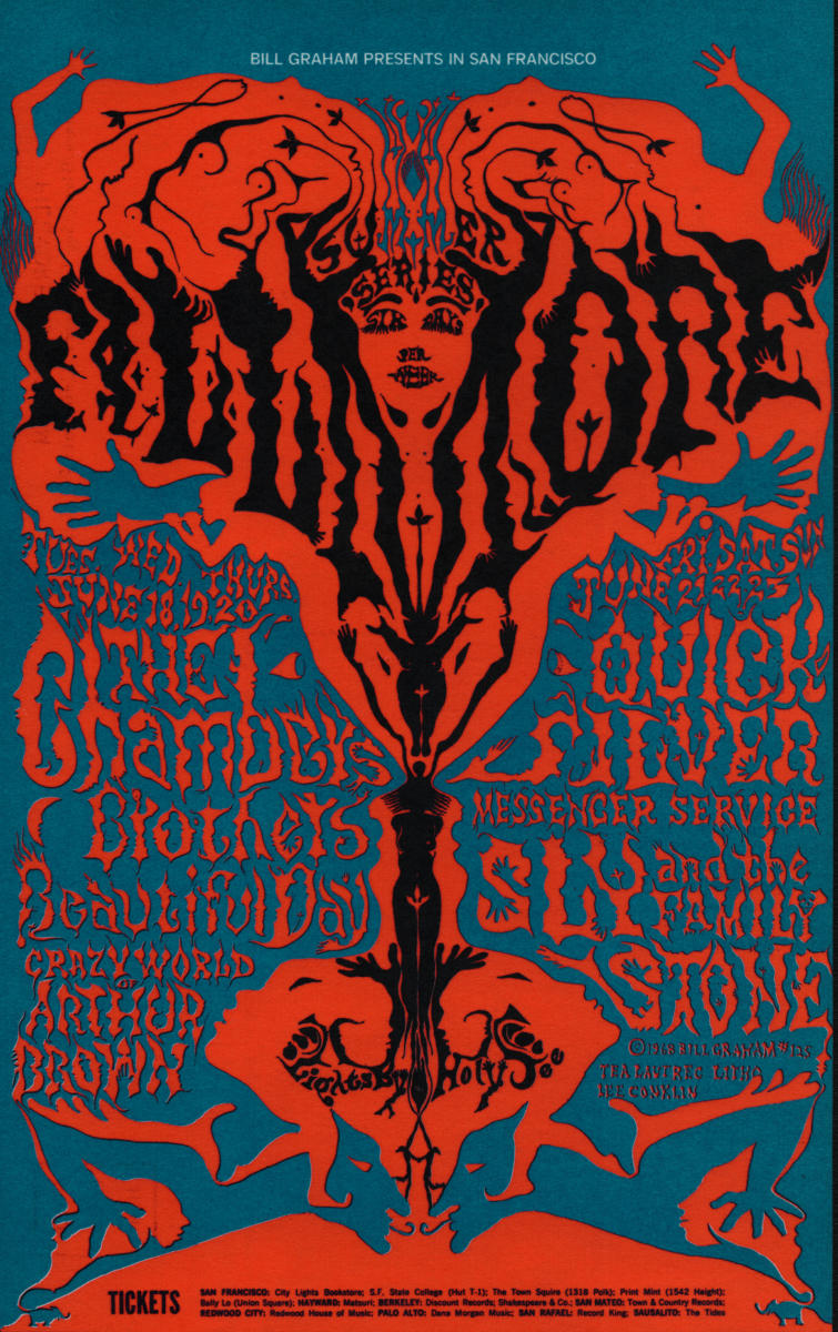 The Chambers Brothers Vintage Concert Postcard from Fillmore Auditorium ...