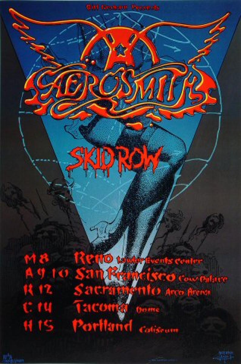 Aerosmith Vintage Concert Poster from Lawlor Events Center, Mar 8, 1990 ...