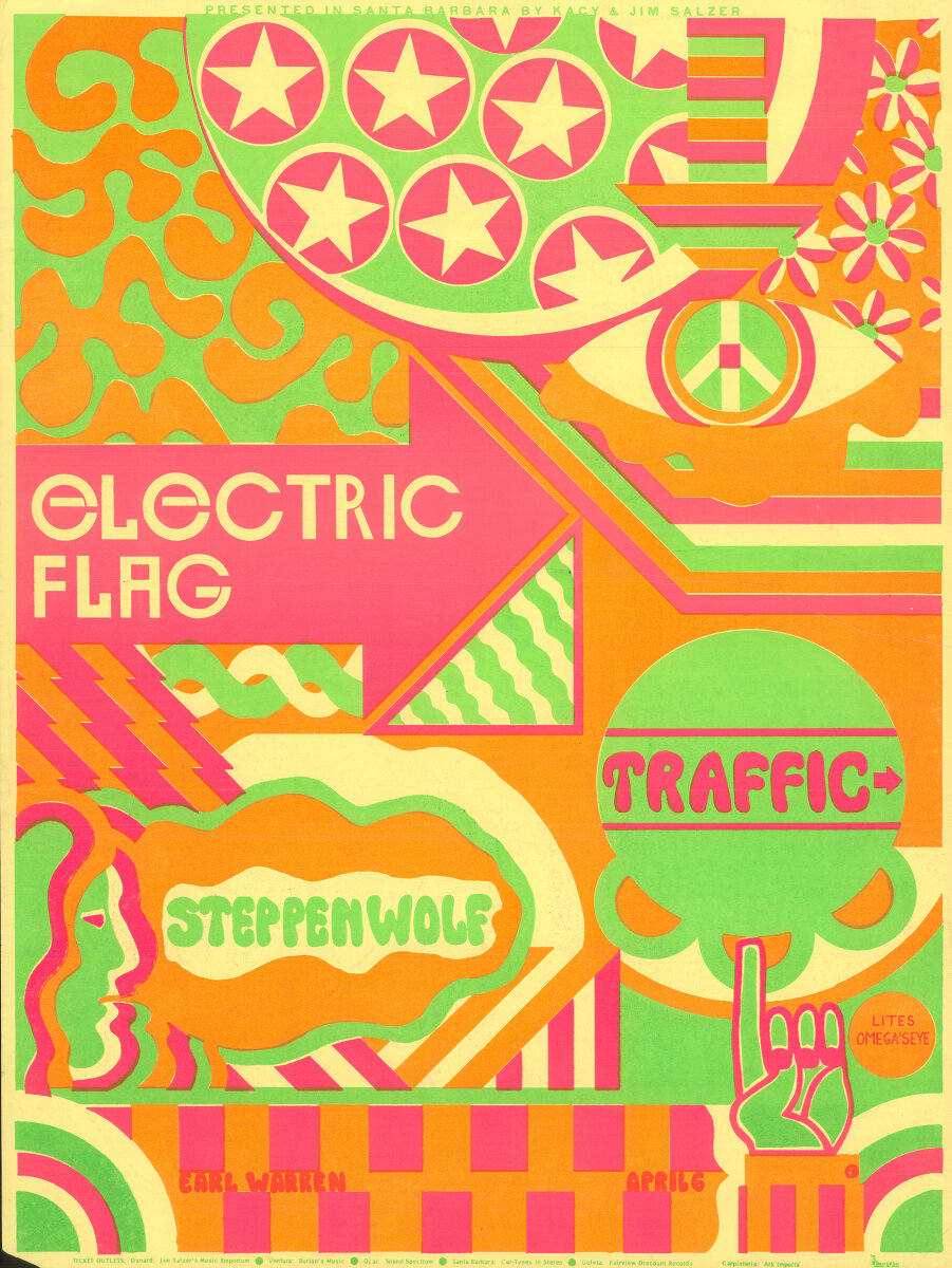 Electric Flag Vintage Concert Poster from Earl Warren Showgrounds, Apr ...