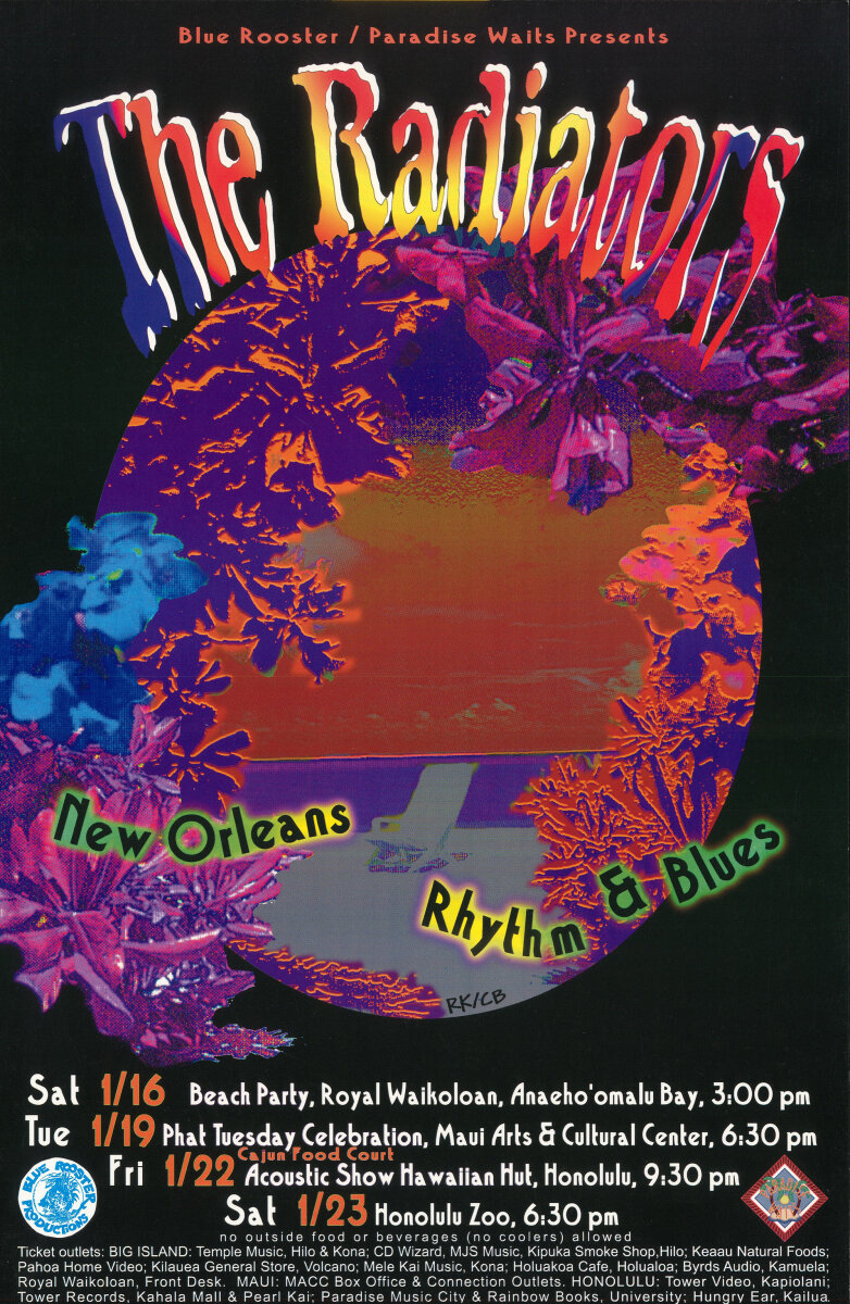The Radiators Vintage Concert Poster from Royal Waikoloan Hotel, Jan 16 ...